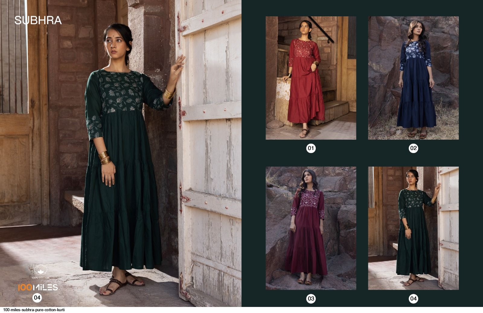 100 MILES SUBHRA Pure Cotton kurti