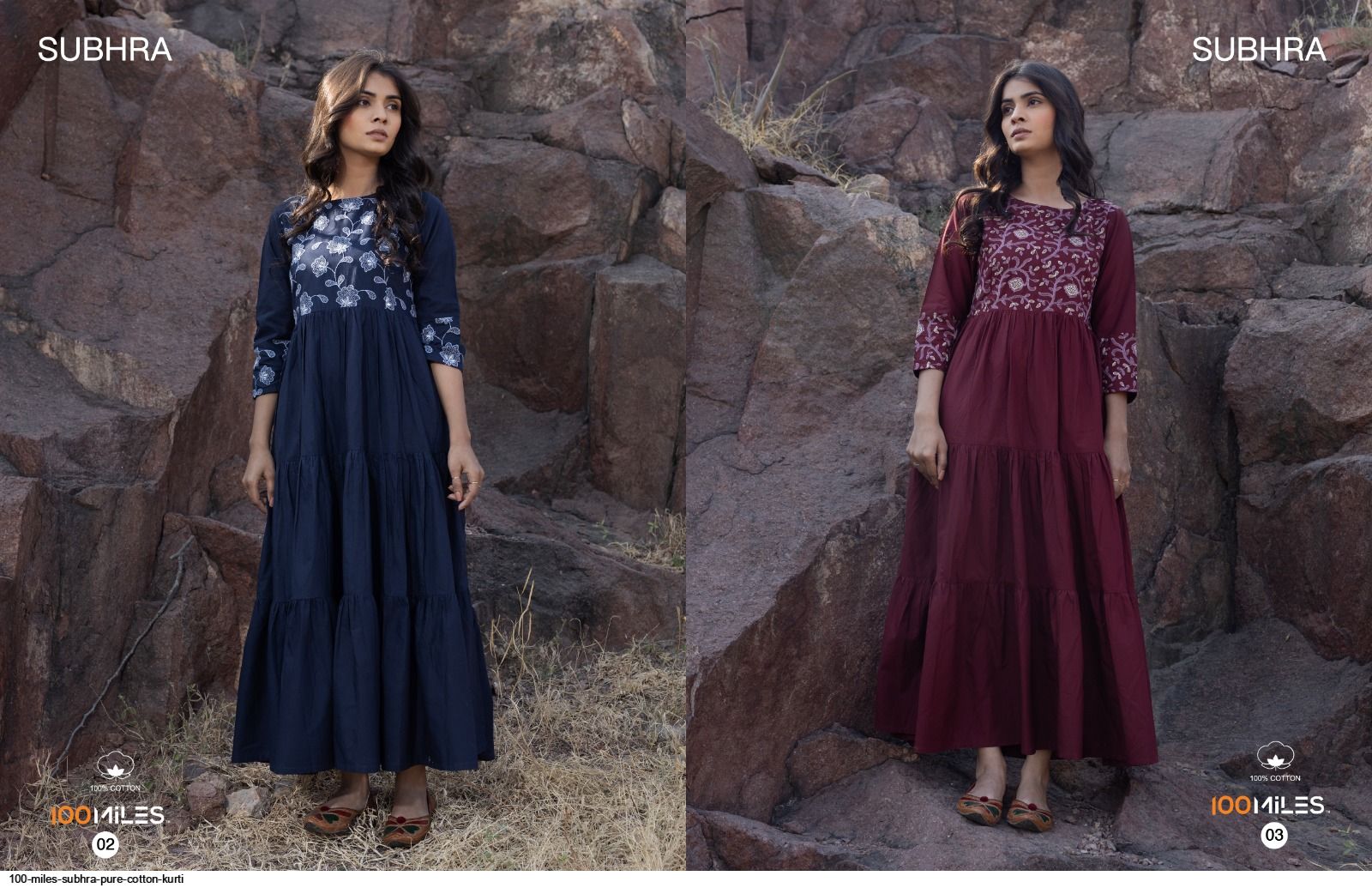 100 MILES SUBHRA Pure Cotton kurti