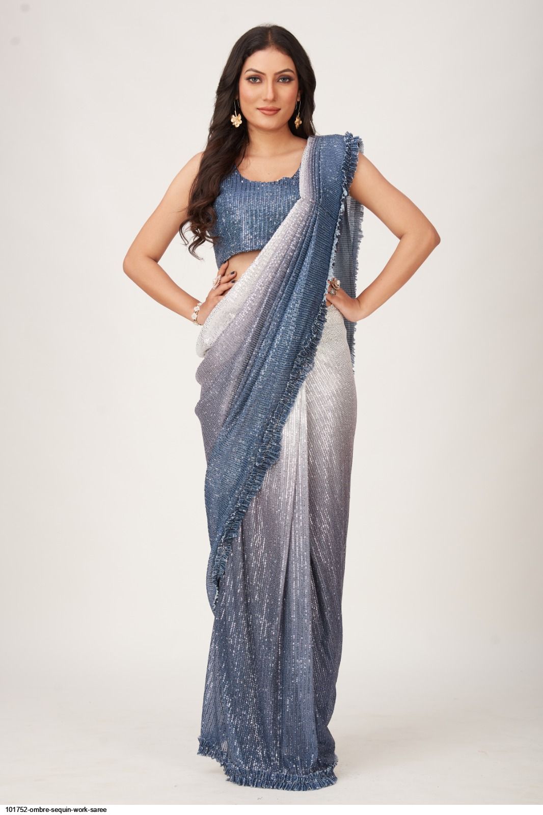 101752 OMBRE SEQUIN WORK SAREE