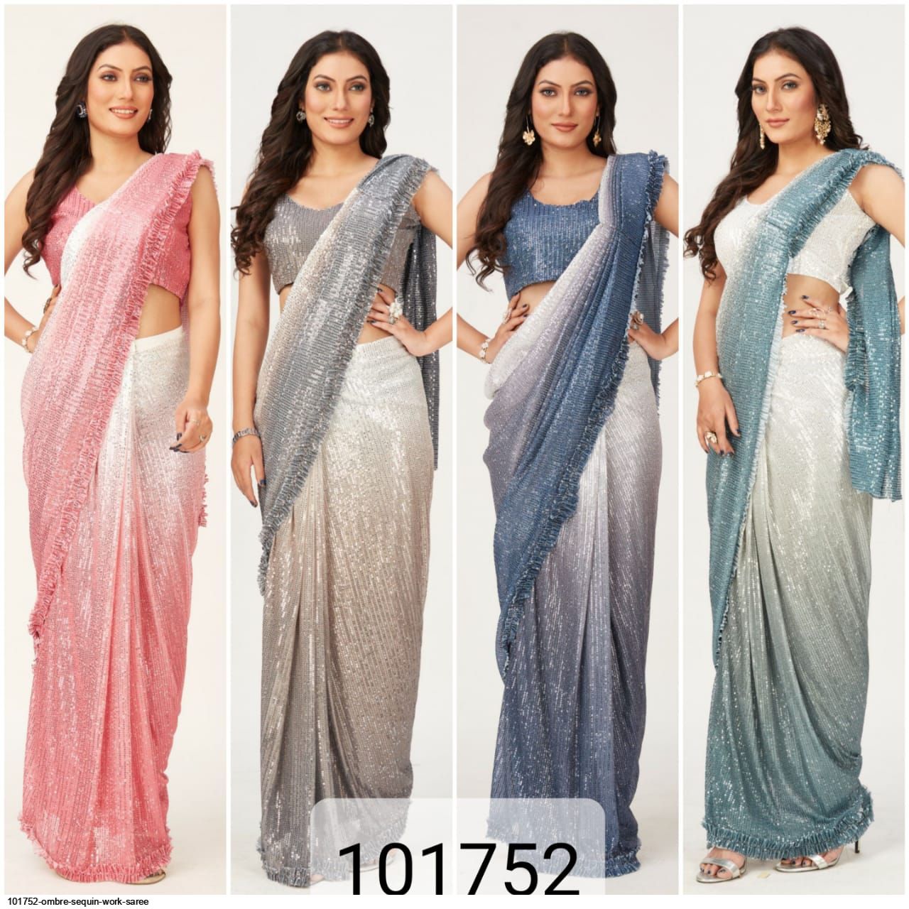 101752 OMBRE SEQUIN WORK SAREE