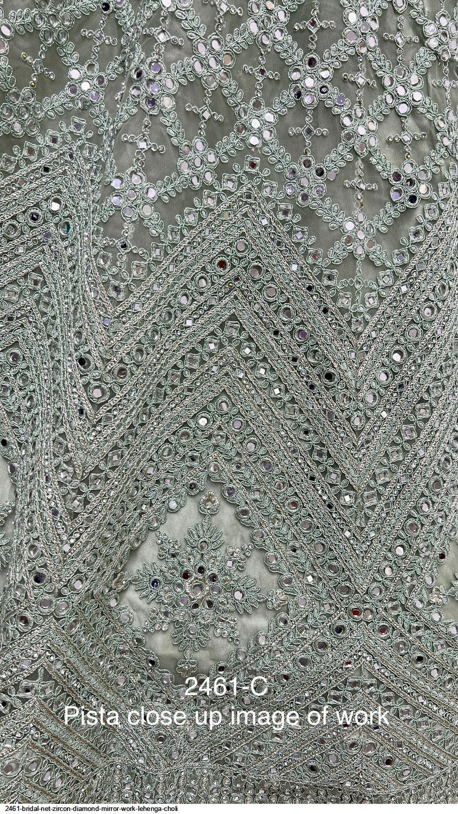 2461 BRIDAL NET ZIRCON DIAMOND MIRROR WORK LEHENGA CHOLI