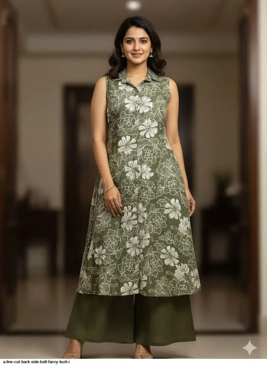 A line cut Back side belt FANCY KURTI I
