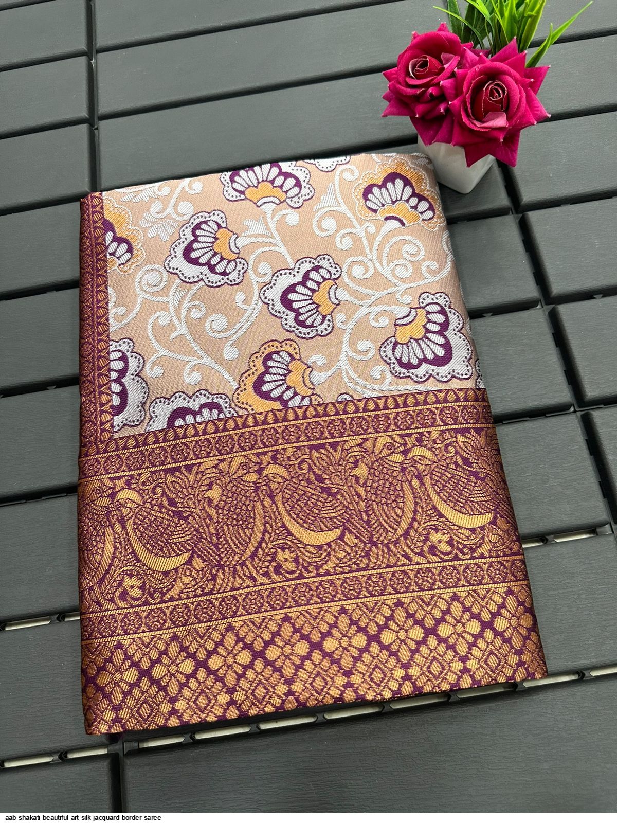 AAB SHAKATI Beautiful Art Silk Jacquard Border Saree