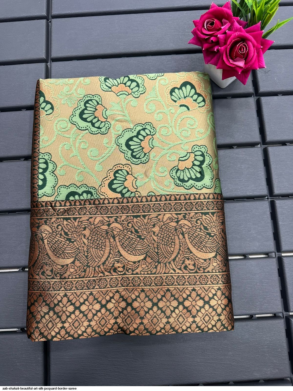 AAB SHAKATI Beautiful Art Silk Jacquard Border Saree