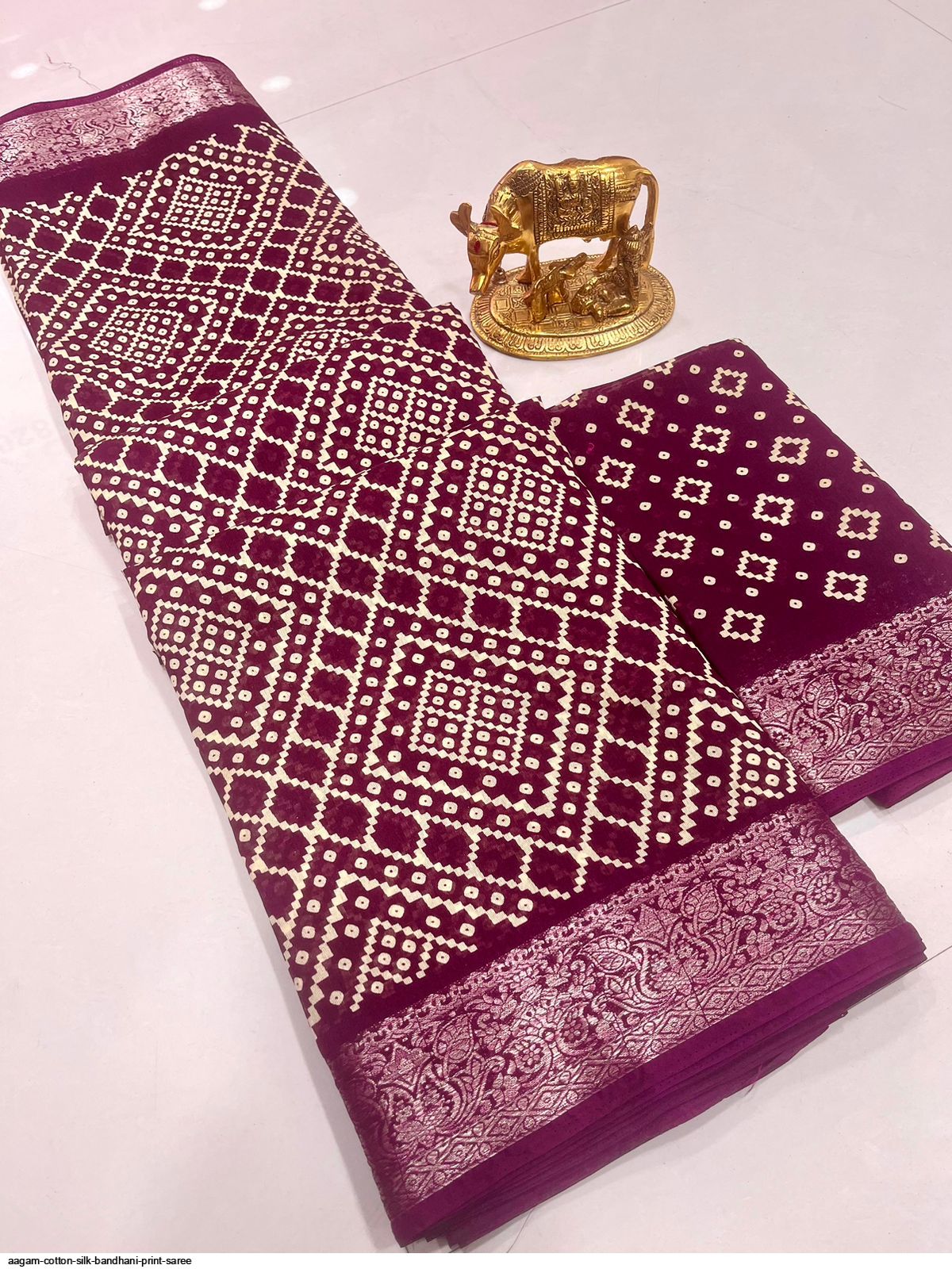 AAGAM COTTON SILK BANDHANI PRINT SAREE