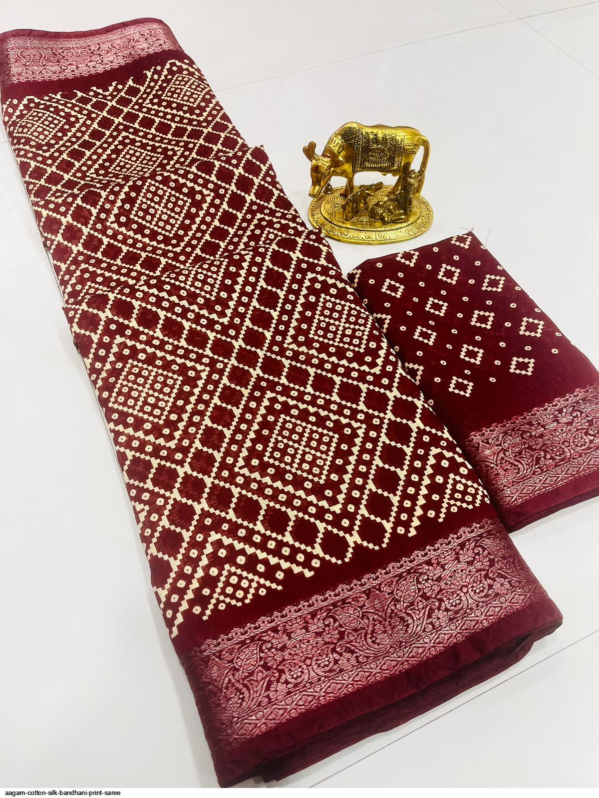 AAGAM COTTON SILK BANDHANI PRINT SAREE