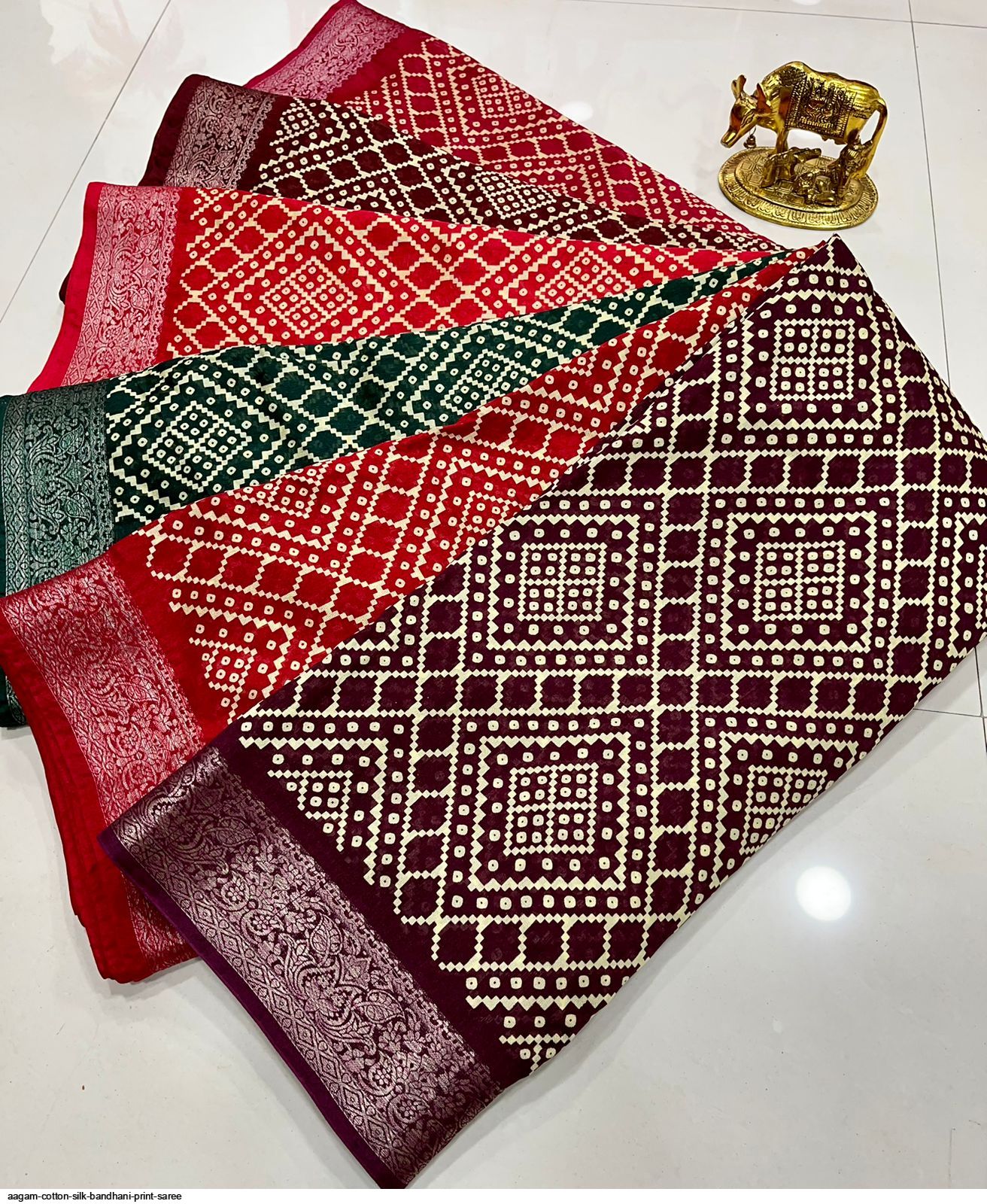 AAGAM COTTON SILK BANDHANI PRINT SAREE