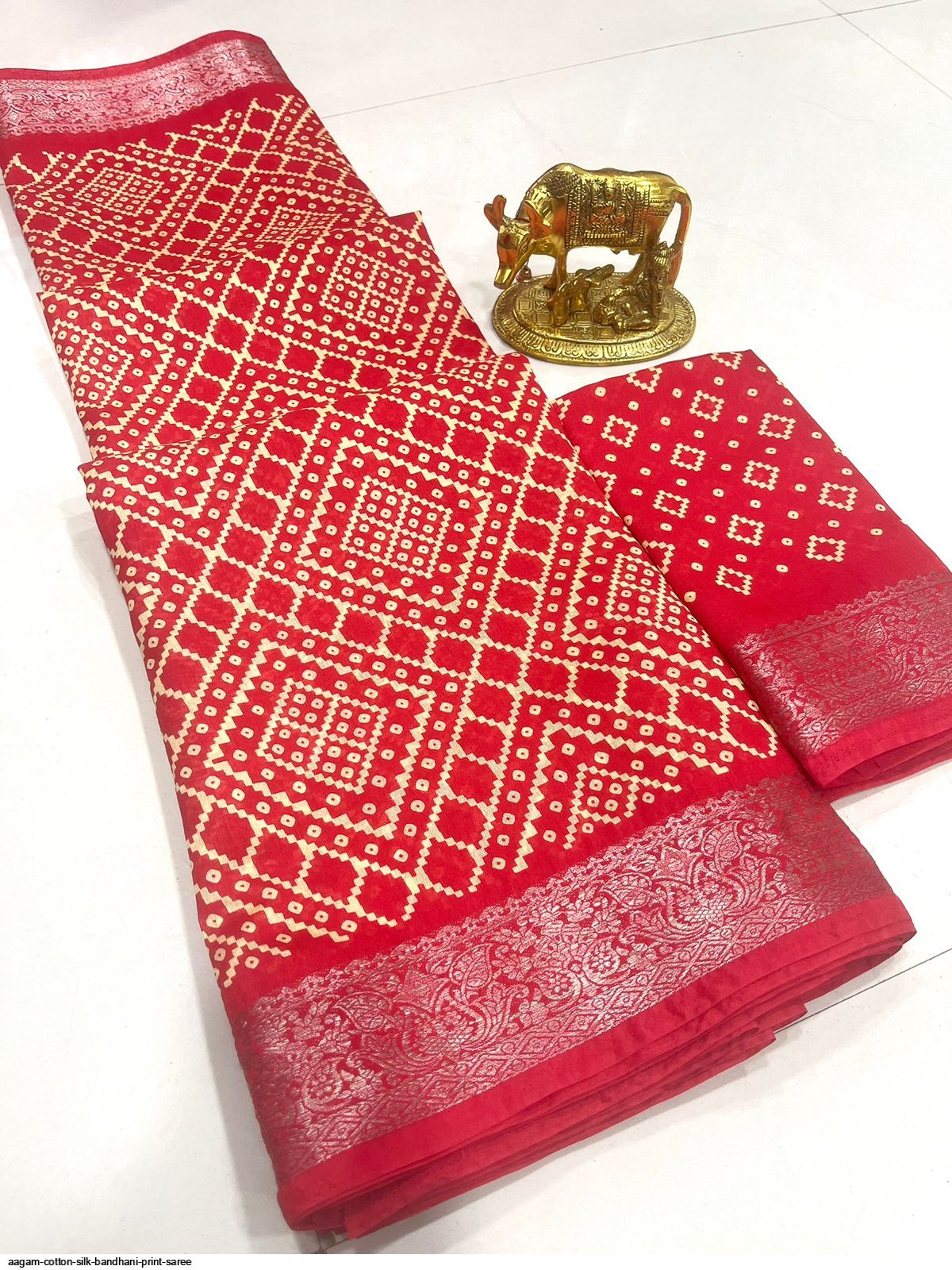 AAGAM COTTON SILK BANDHANI PRINT SAREE