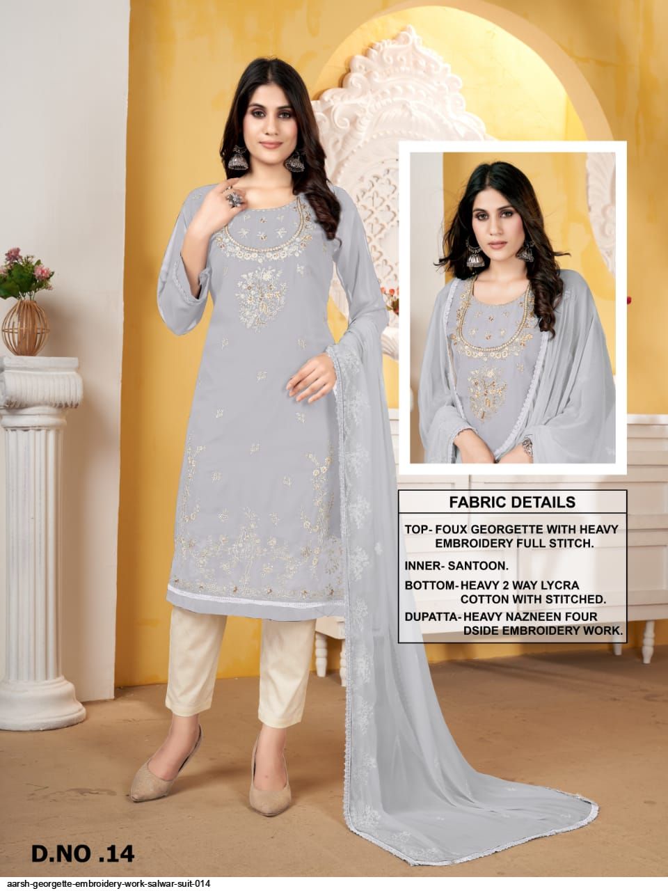 AARSH GEORGETTE EMBROIDERY WORK SALWAR SUIT 014