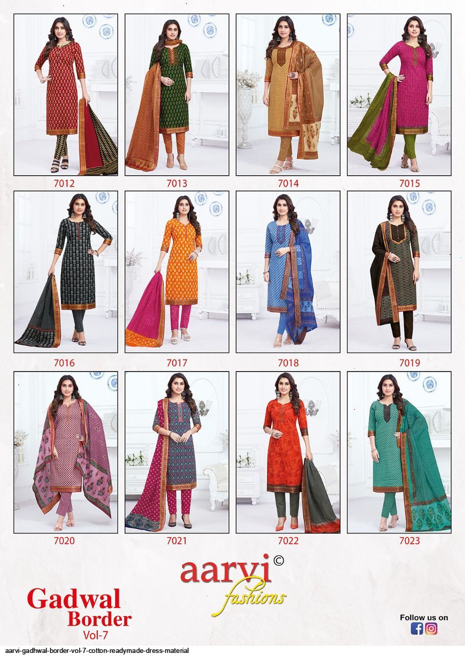 Aarvi Gadhwal Border Vol 7 cotton readymade dress material