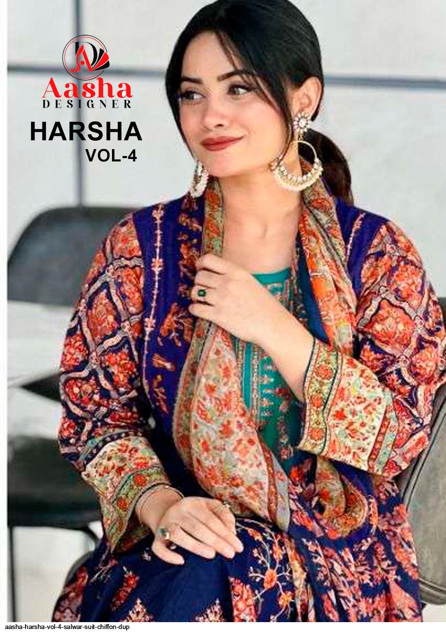 AASHA HARSHA VOL 4 salwar suit chiffon dup