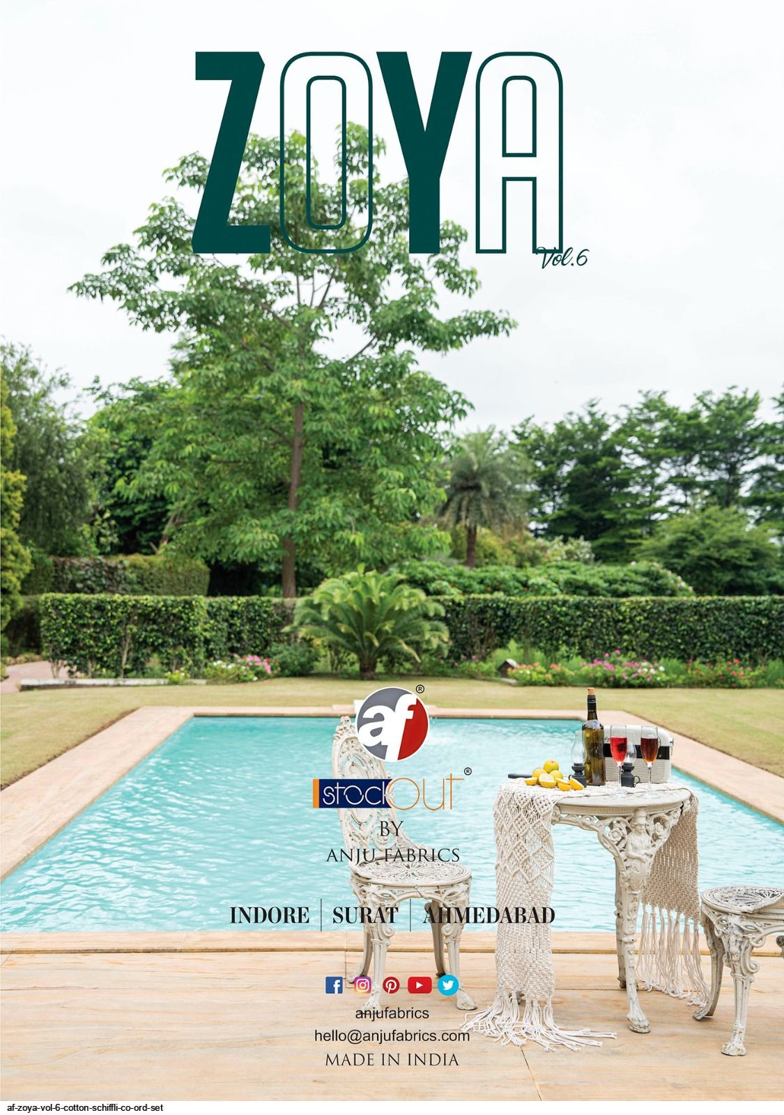 AF ZOYA VOL 6 COTTON SCHIFFLI CO ORD SET