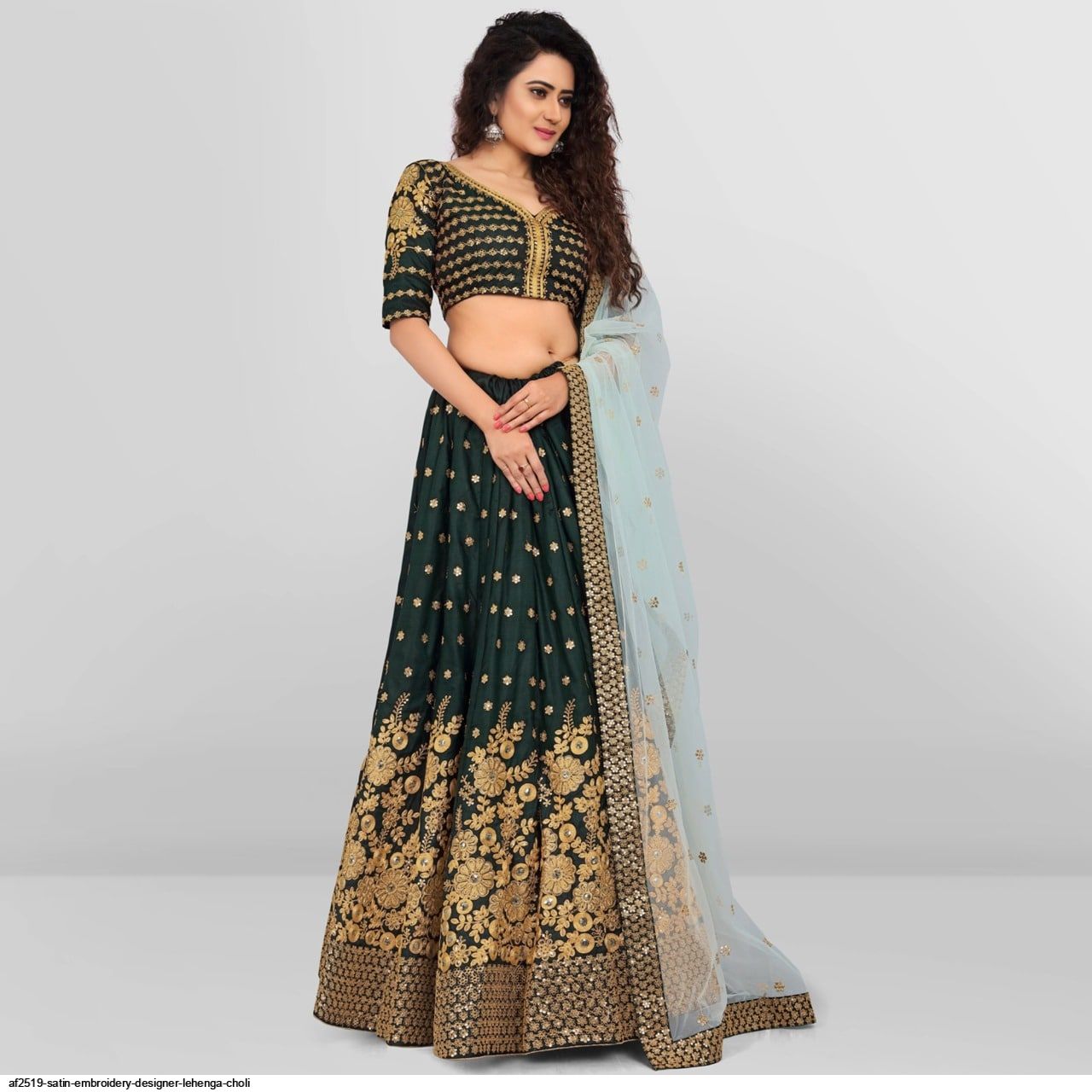 AF2519 Satin Embroidery Designer Lehenga Choli
