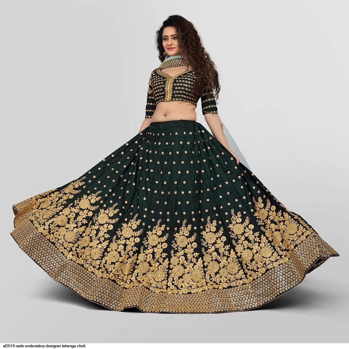 AF2519 Satin Embroidery Designer Lehenga Choli