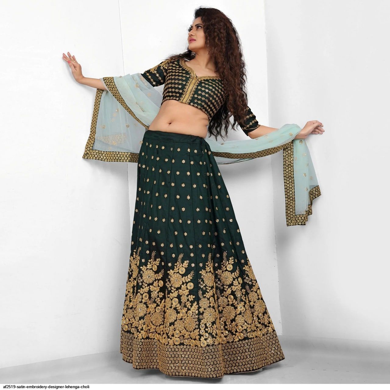 AF2519 Satin Embroidery Designer Lehenga Choli