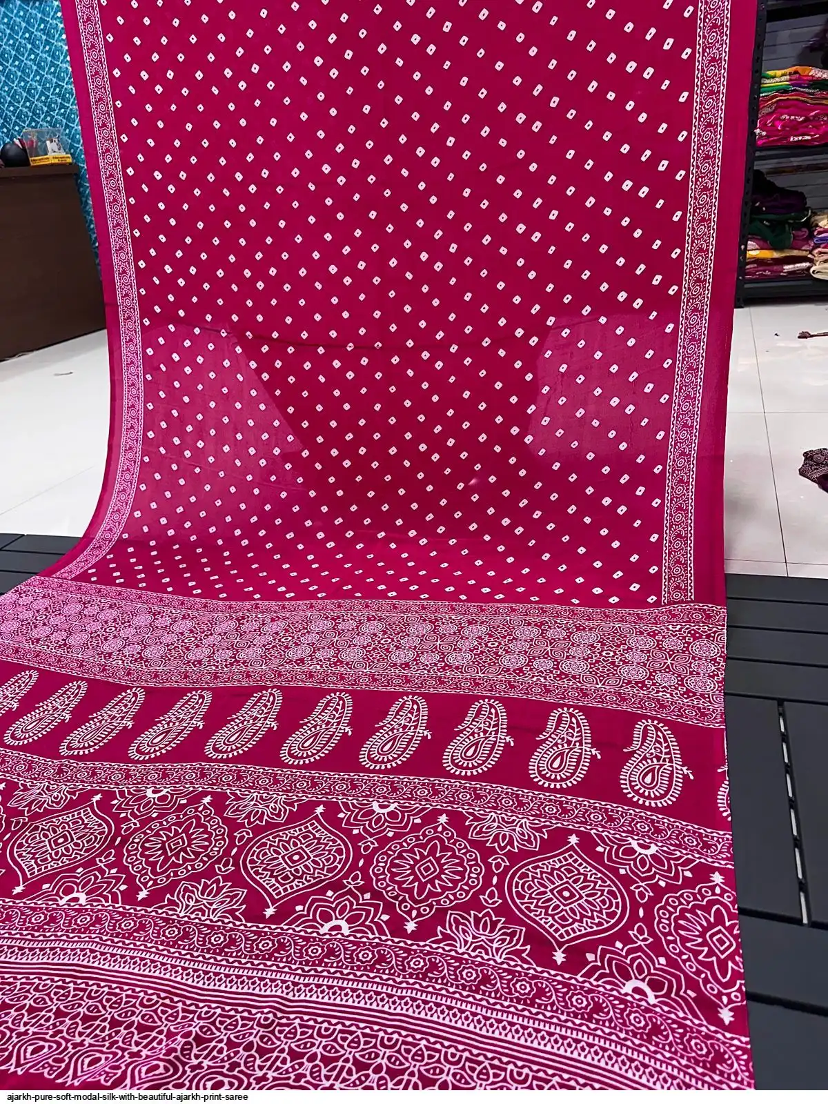 Ajarkh Pure Soft Modal Silk With Beautiful Ajarkh Print Saree