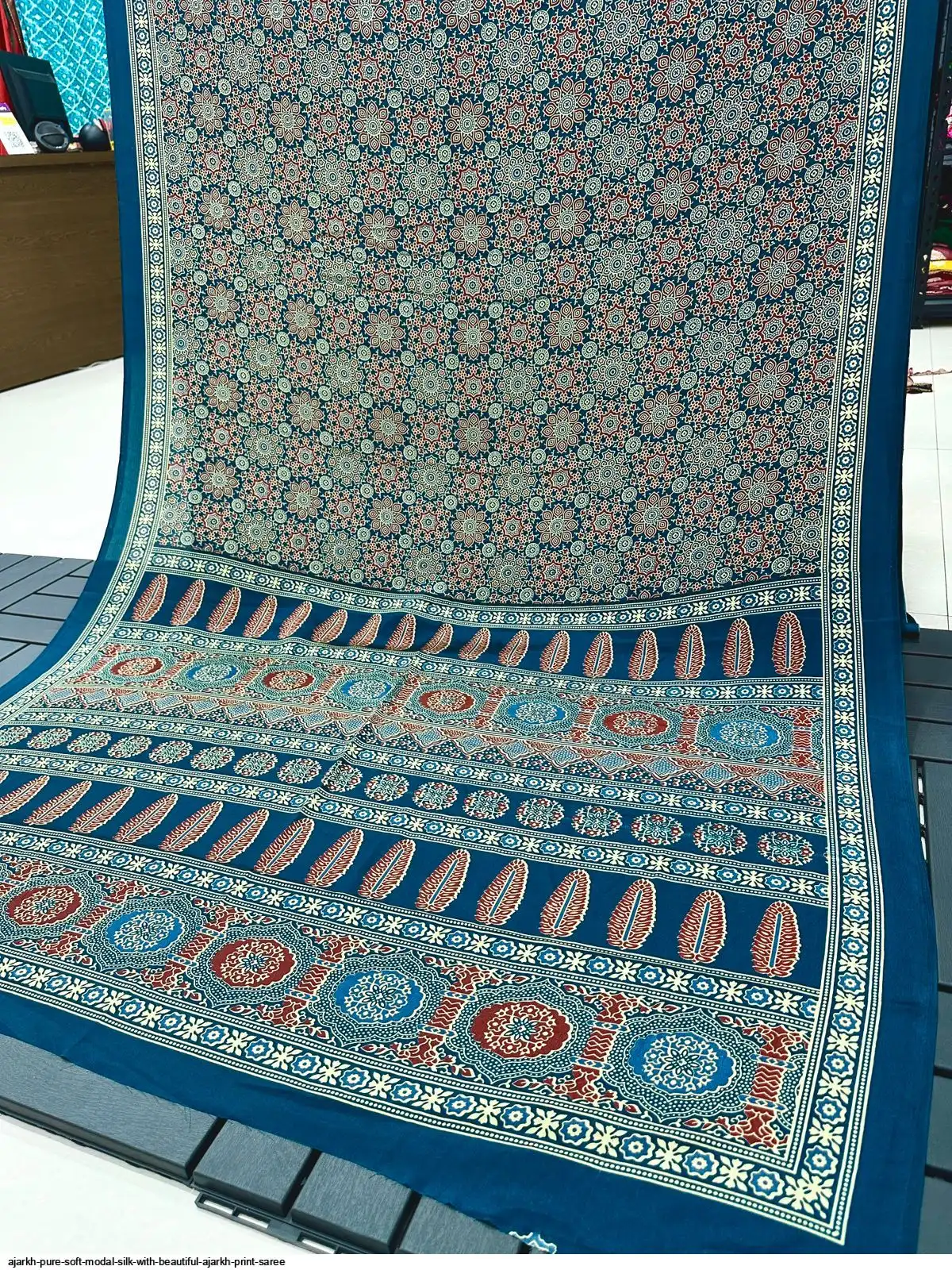 Ajarkh Pure Soft Modal Silk With Beautiful Ajarkh Print Saree