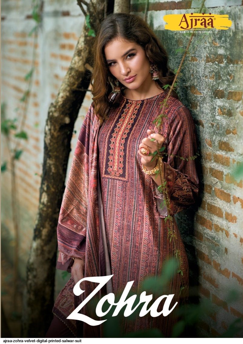AJRAA ZOHRA VELVET DIGITAL PRINTED SALWAR SUIT