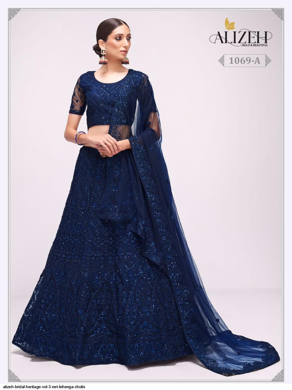 ALIZEH BRIDAL HERITAGE VOL 3 NET LEHENGA CHOLIs
