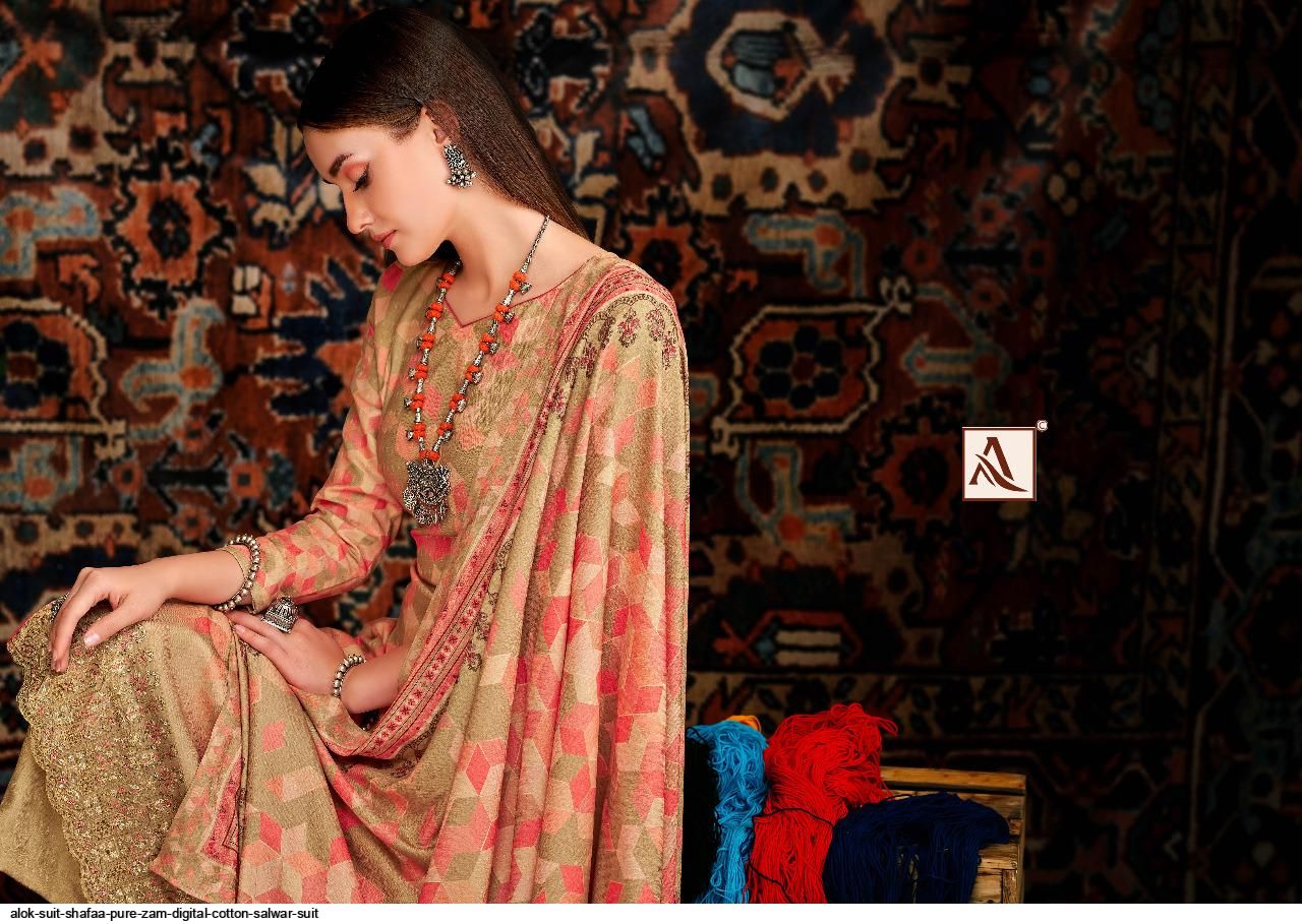 Alok Suit SHAFAA Pure Zam Digital Cotton salwar suit