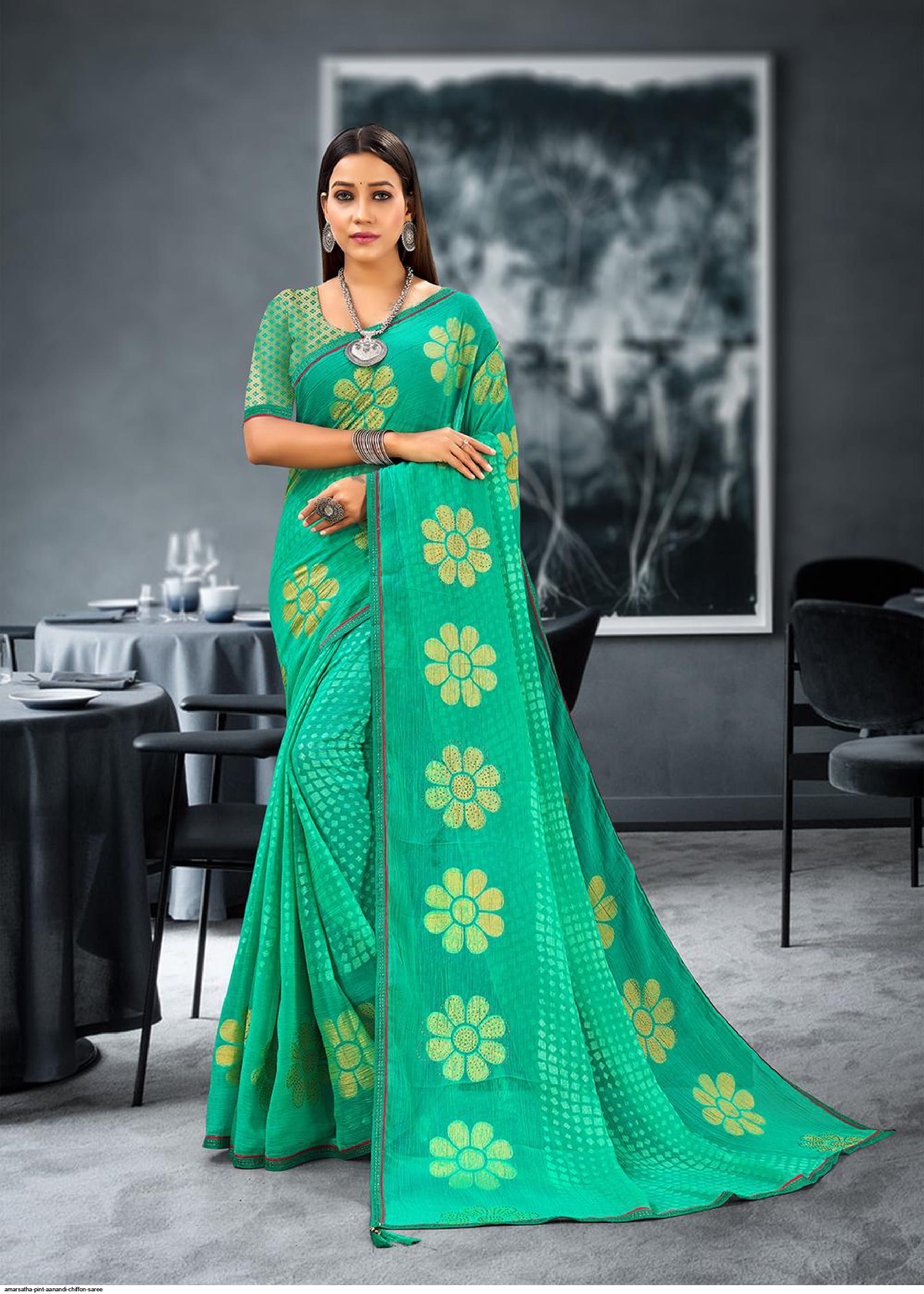 amarsatha pint Aanandi Chiffon saree