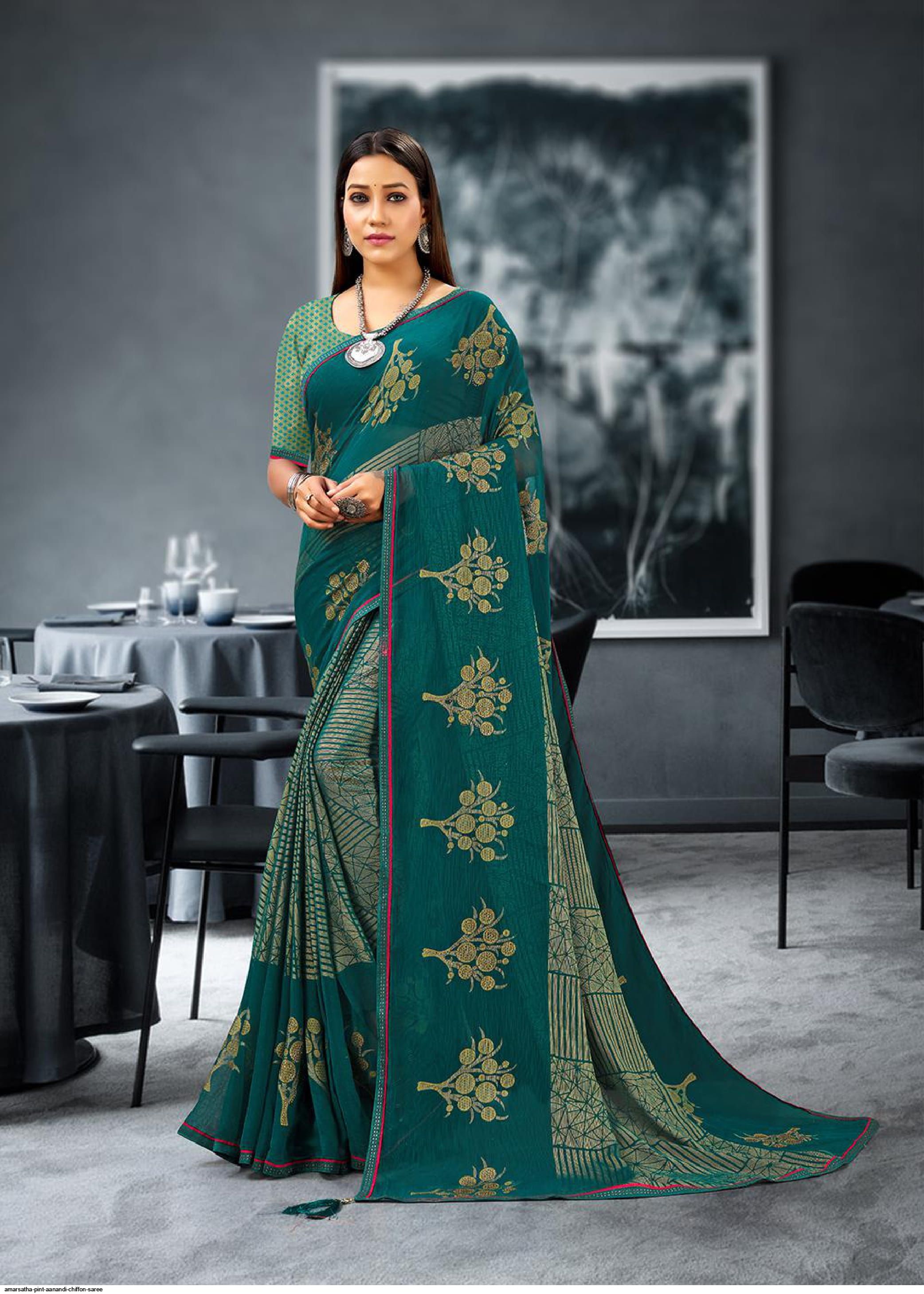 amarsatha pint Aanandi Chiffon saree