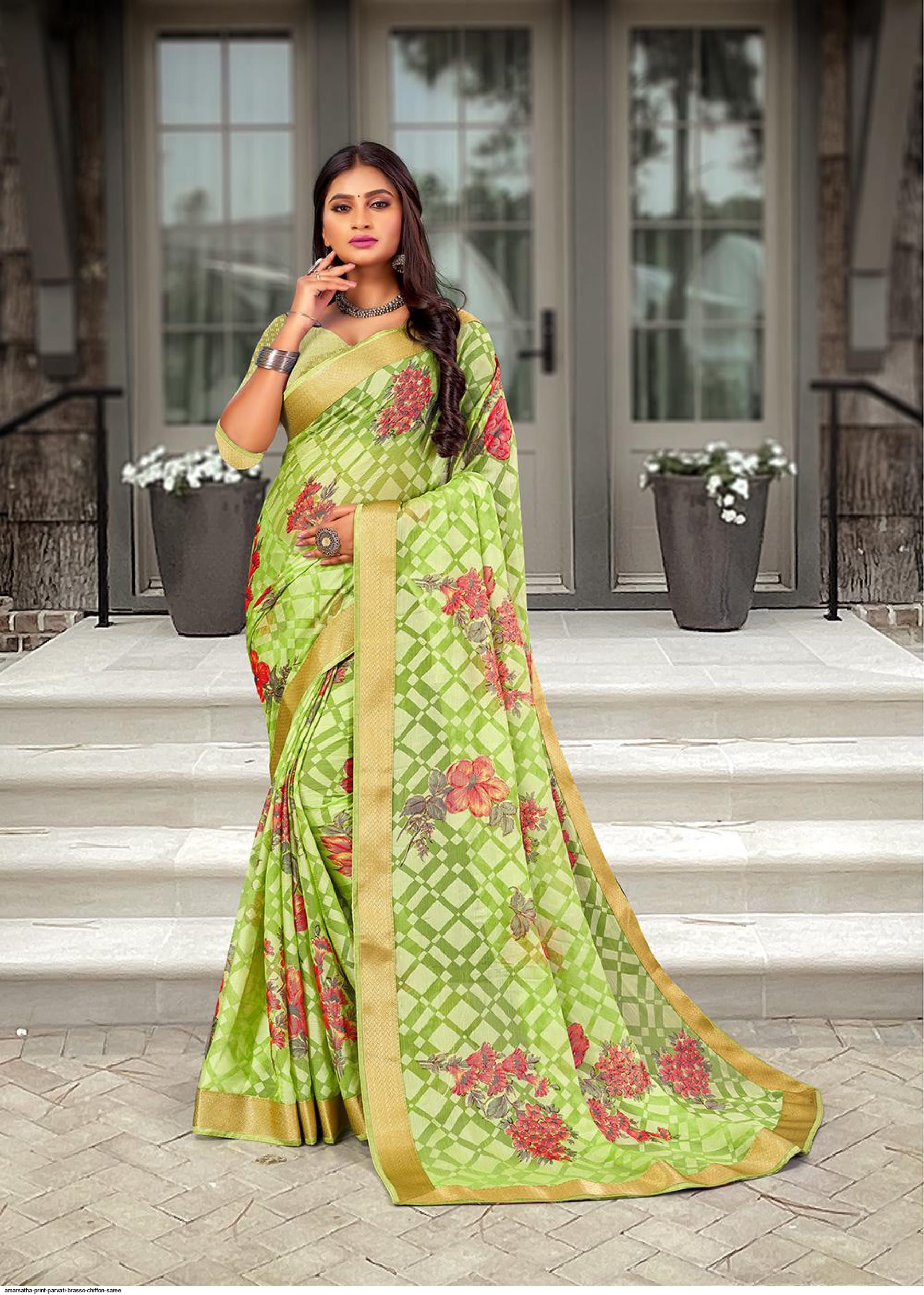amarsatha print Parvati Brasso Chiffon saree