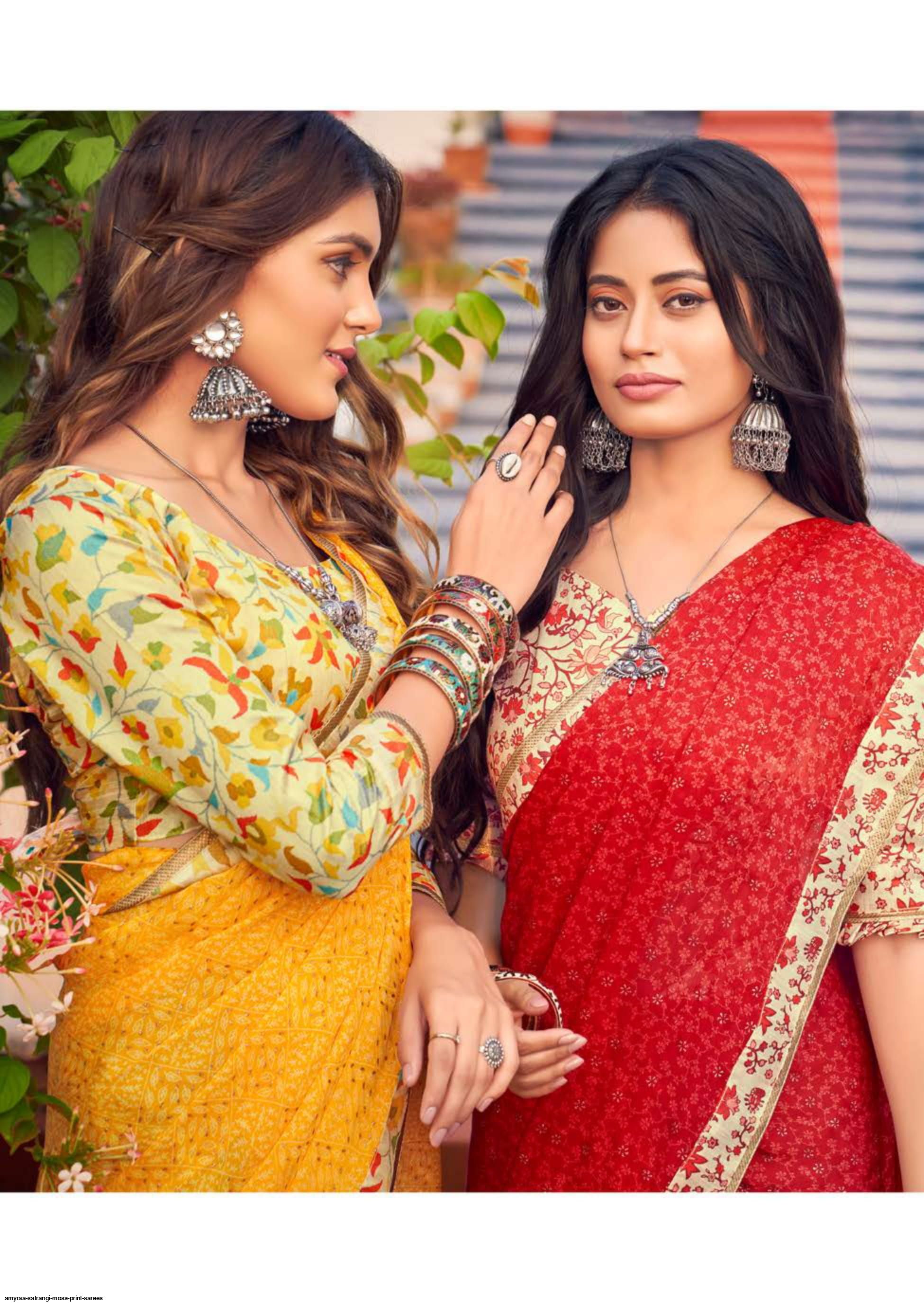 AMYRAA SATRANGI MOSS PRINT SAREES