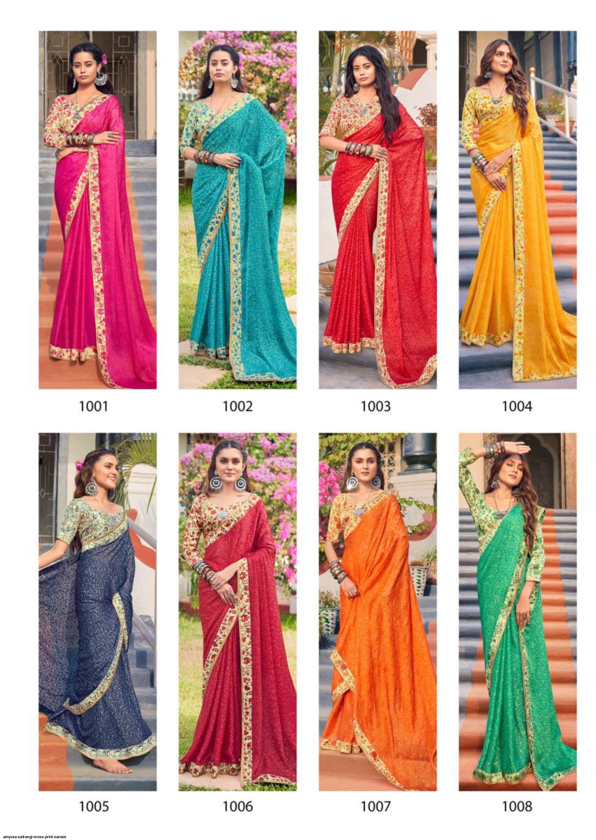 AMYRAA SATRANGI MOSS PRINT SAREES