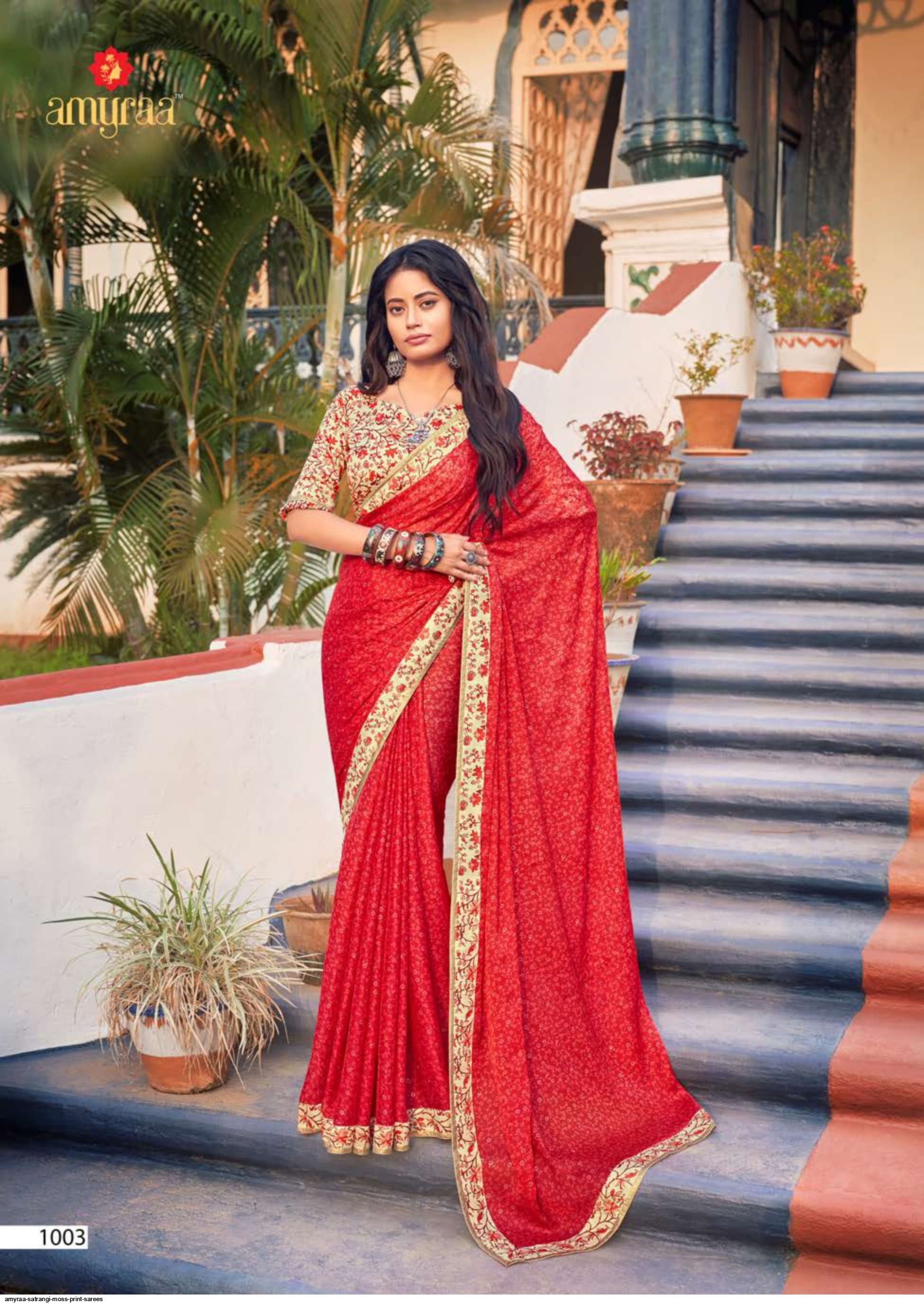 AMYRAA SATRANGI MOSS PRINT SAREES