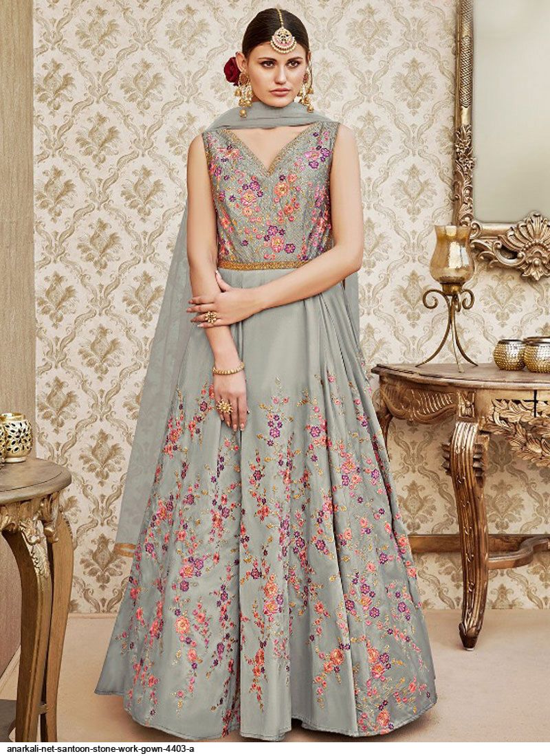 ANARKALI NET SANTOON STONE WORK GOWN 4403 A