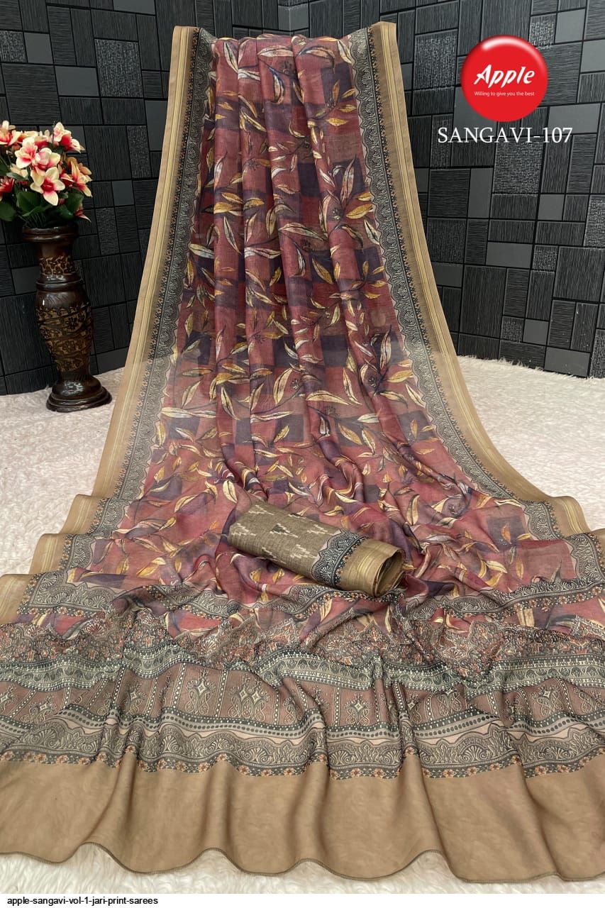 Apple Sangavi vol-1 Jari print sarees