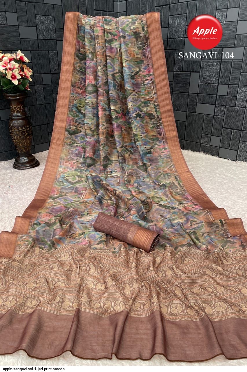 Apple Sangavi vol-1 Jari print sarees