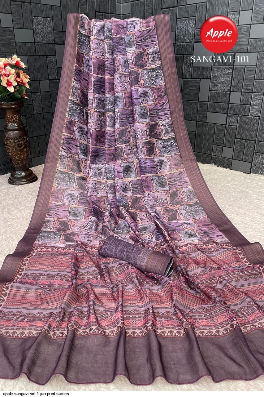 Apple Sangavi vol-1 Jari print sarees