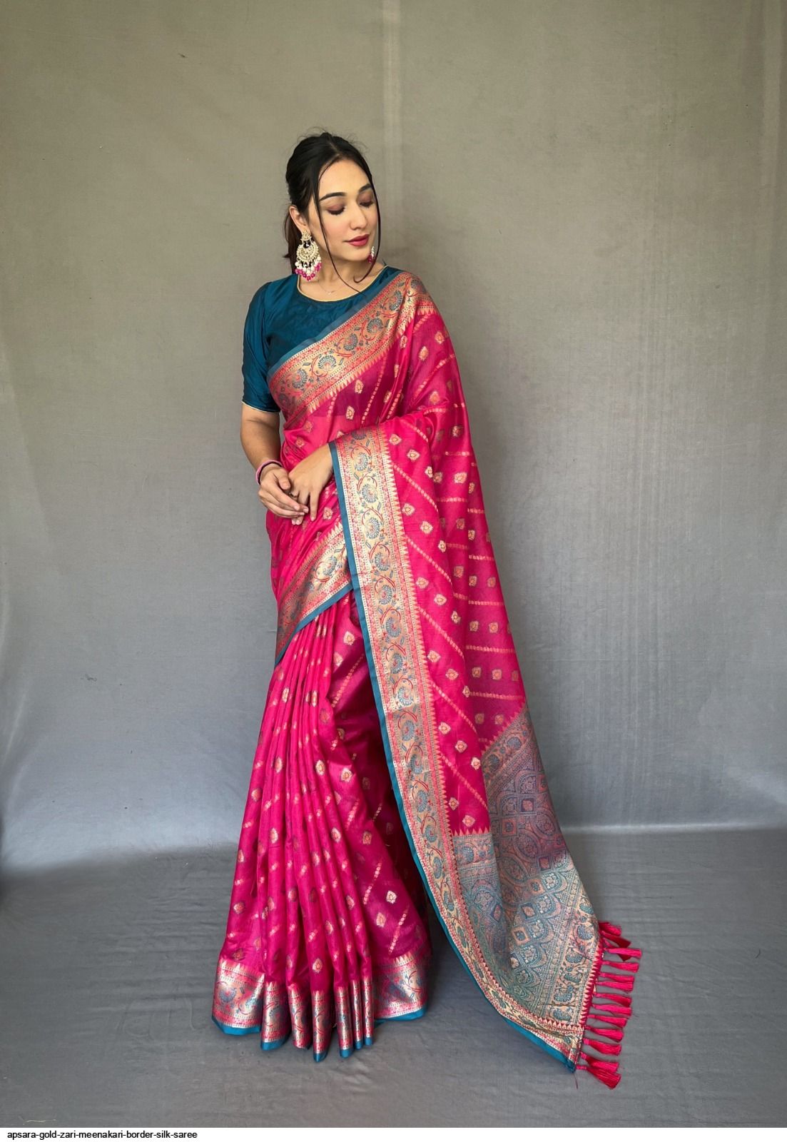 APSARA GOLD ZARI MEENAKARI BORDER SILK SAREE