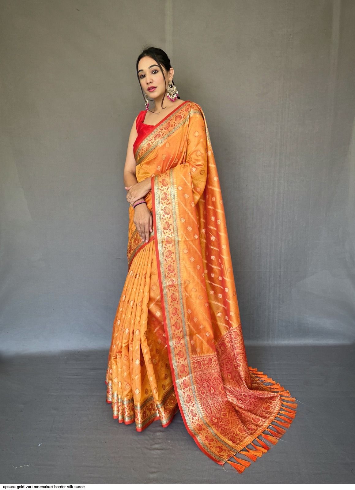 APSARA GOLD ZARI MEENAKARI BORDER SILK SAREE