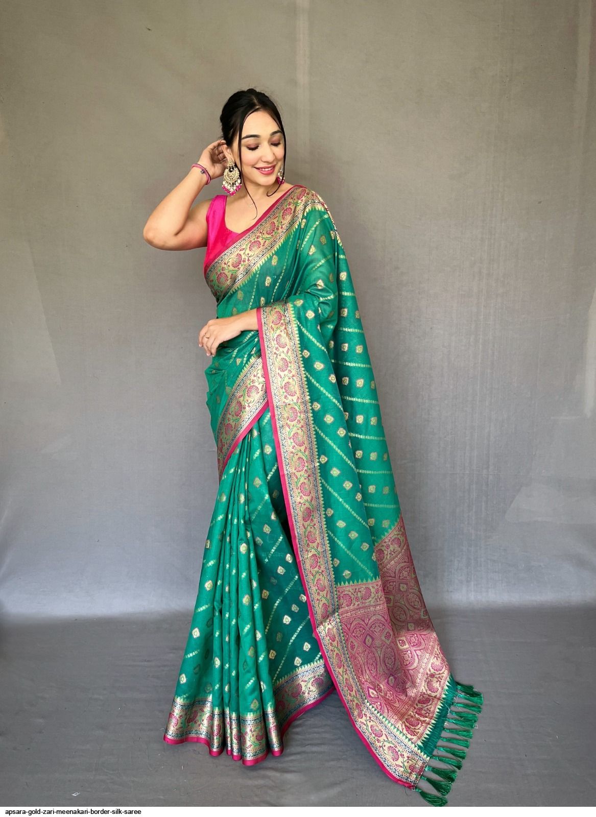 APSARA GOLD ZARI MEENAKARI BORDER SILK SAREE