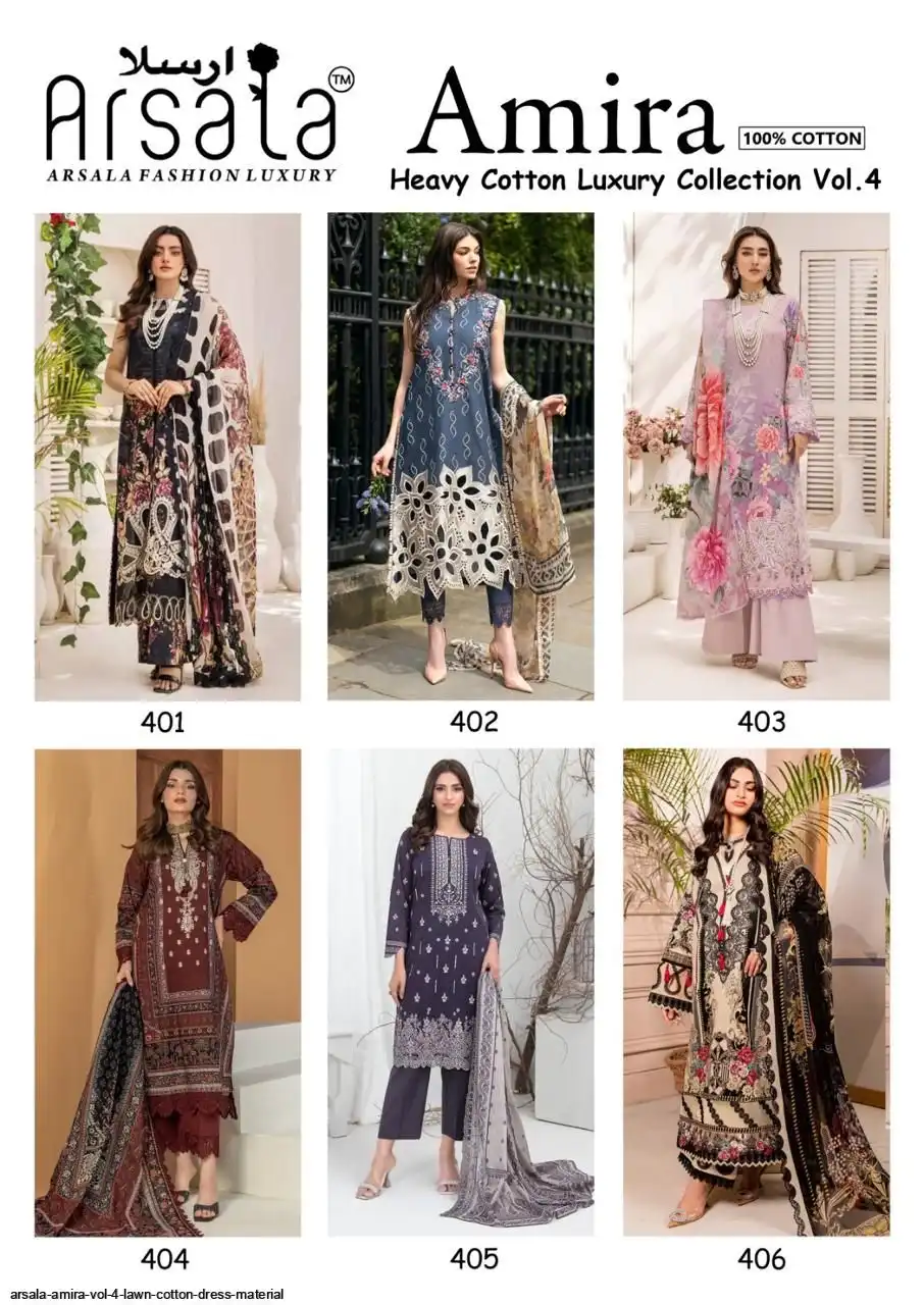 Arsala Amira Vol-4 lawn cotton dress material