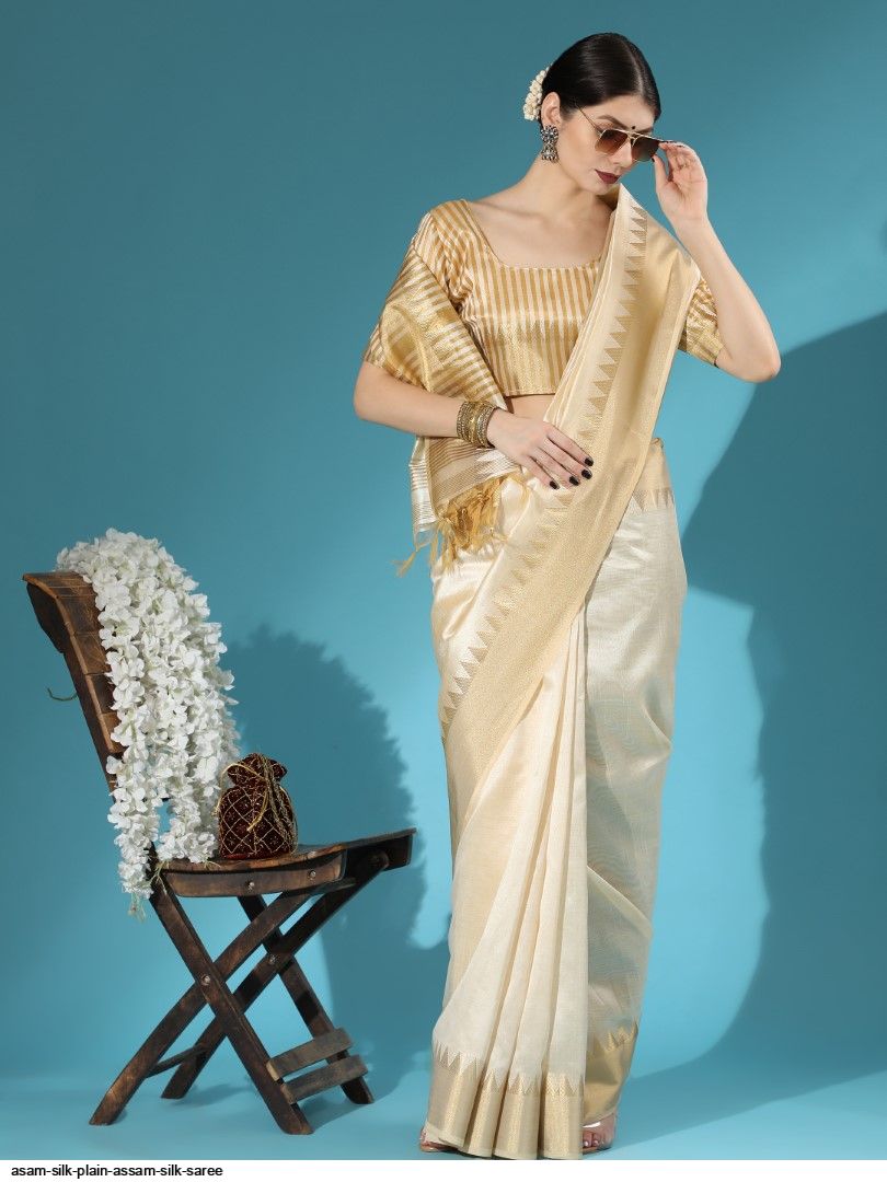 ASAM-SILK PLAIN ASSAM SILK SAREE