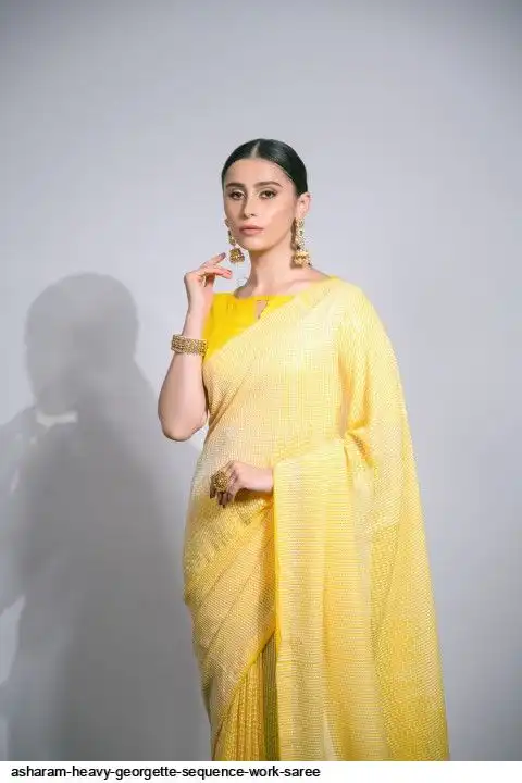 Asharam Heavy Georgette Sequence WORK SAREE