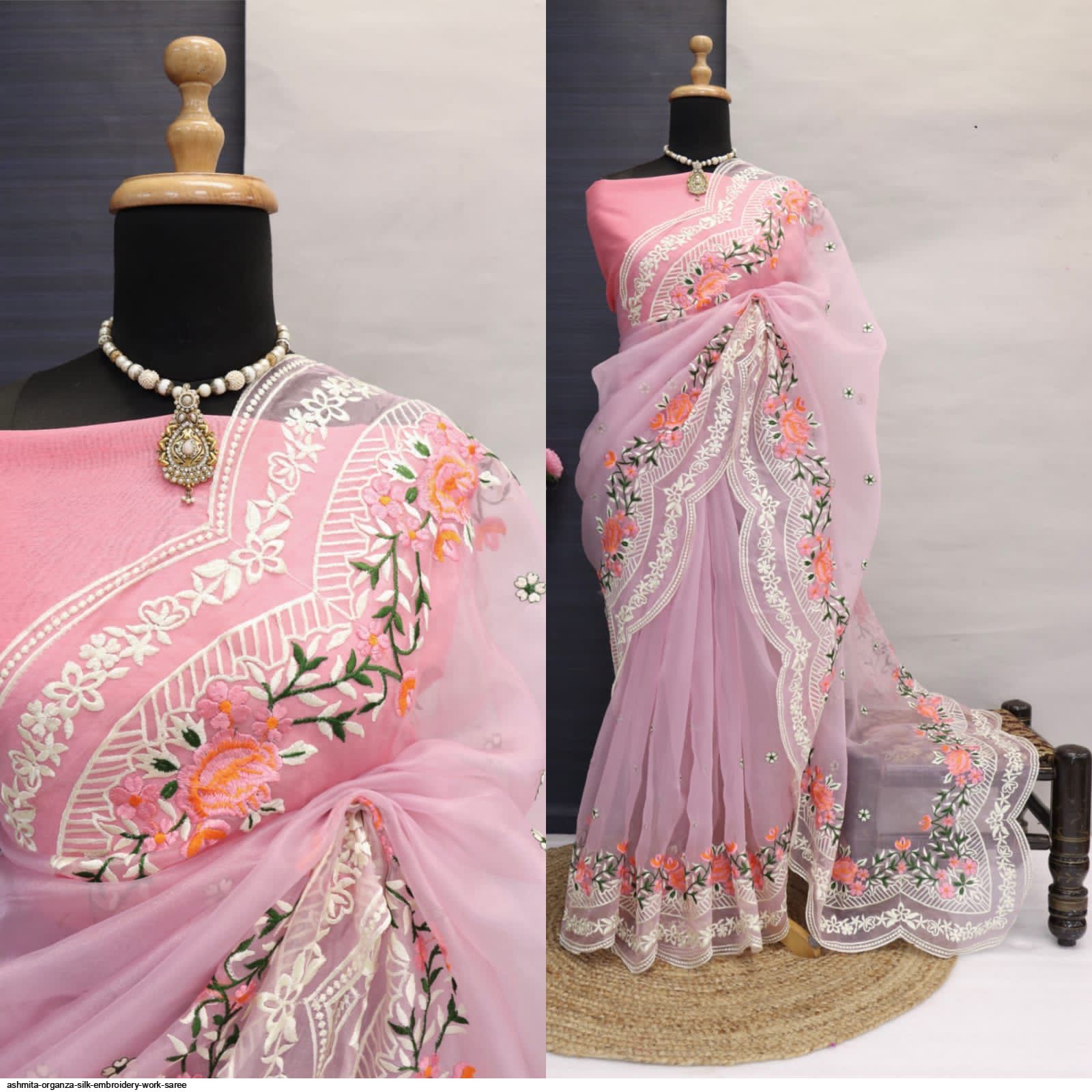 ASHMITA ORGANZA SILK EMBROIDERY WORK SAREE
