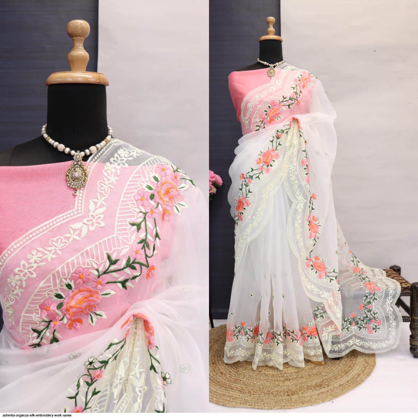 ASHMITA ORGANZA SILK EMBROIDERY WORK SAREE