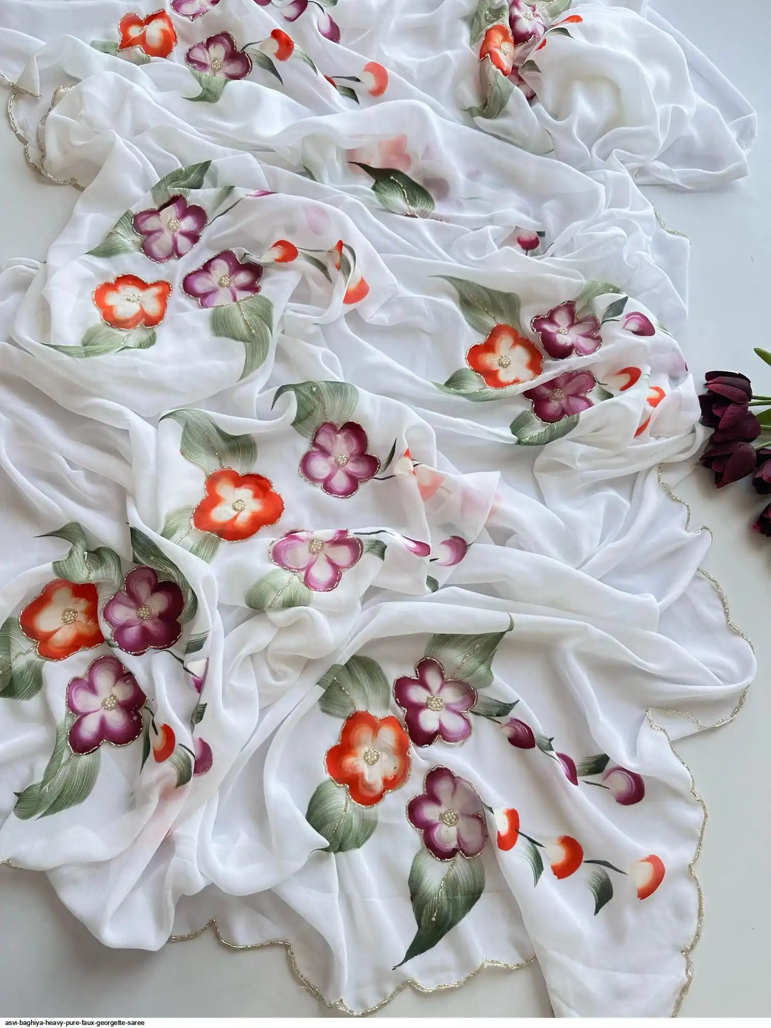 Asvi baghiya heavy pure faux georgette saree