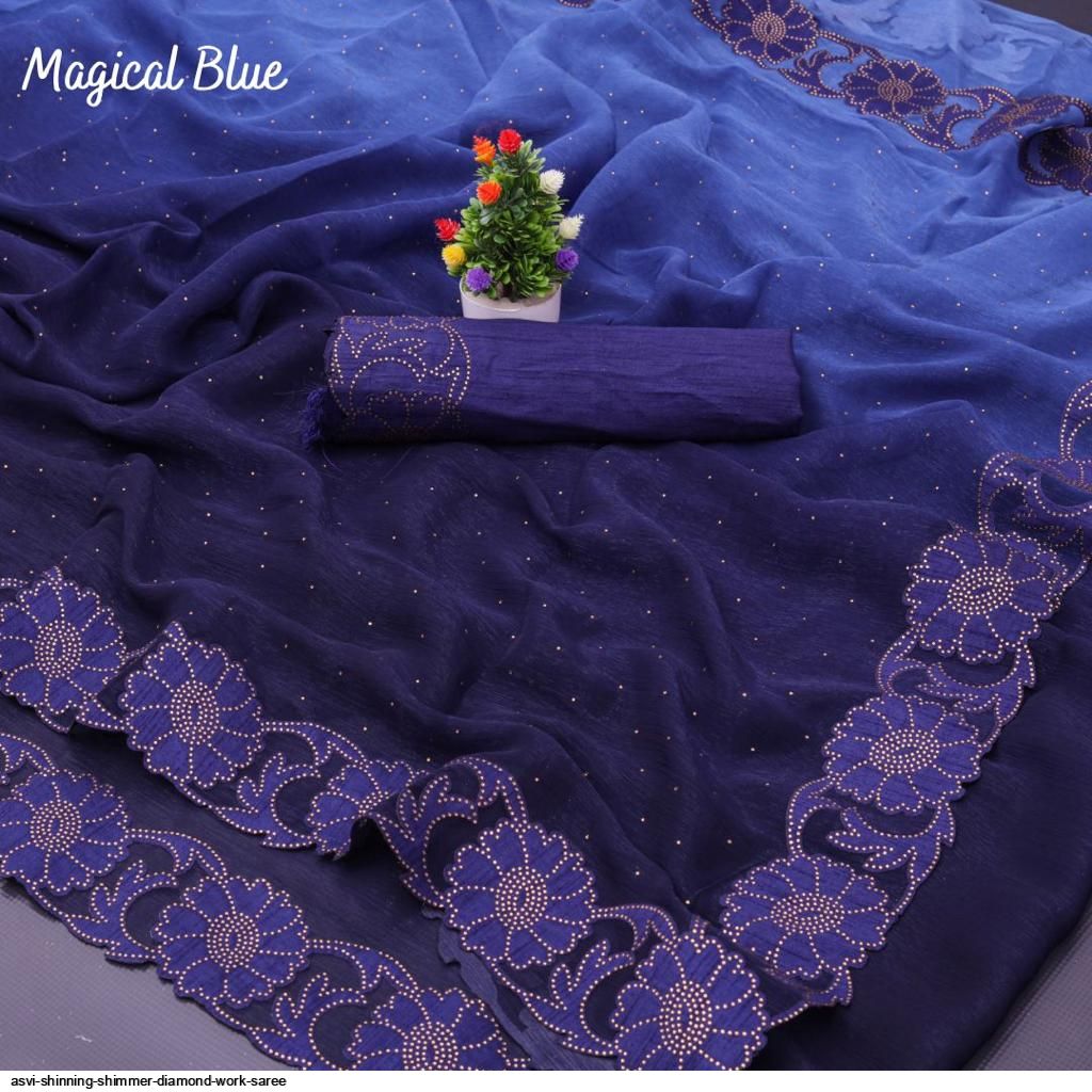 Asvi shinning shimmer DIAMOND WORK SAREE