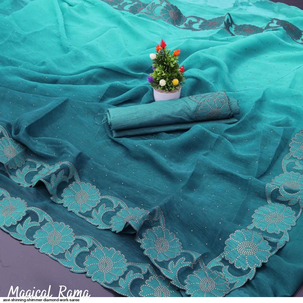 Asvi shinning shimmer DIAMOND WORK SAREE