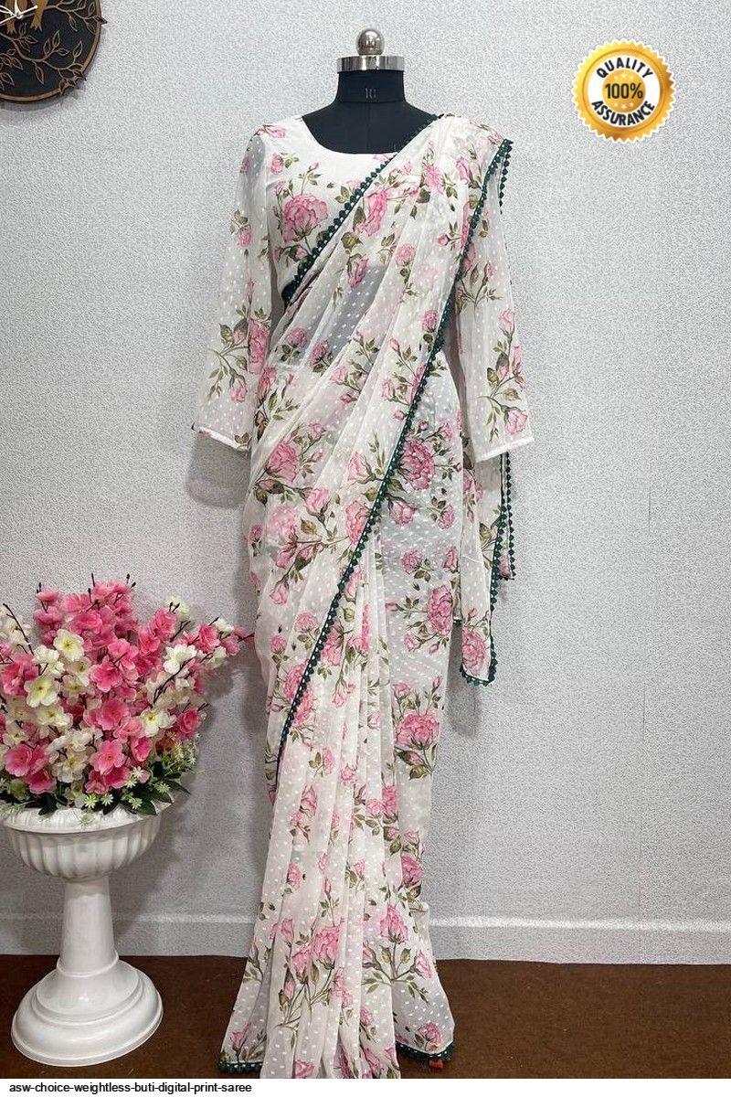 ASW choice weightless Buti digital print saree