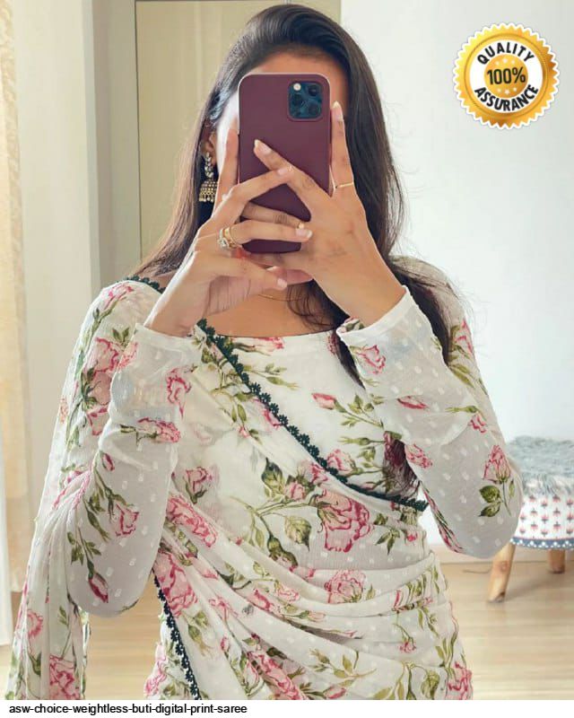 ASW choice weightless Buti digital print saree