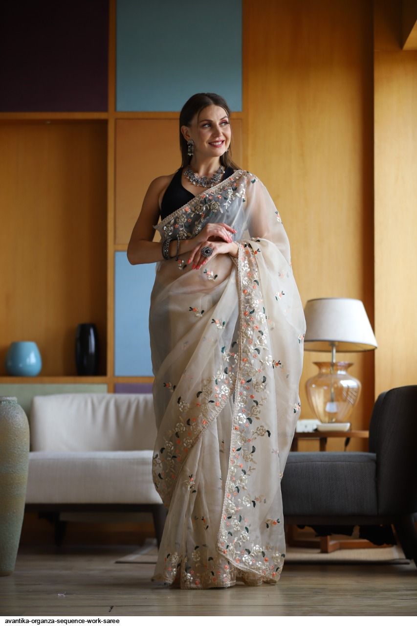 AVANTIKA Organza Sequence Work SAREE