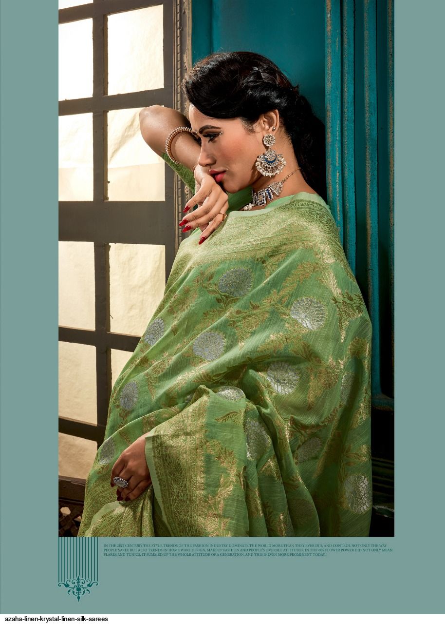 azaha linen Krystal Linen silk sarees