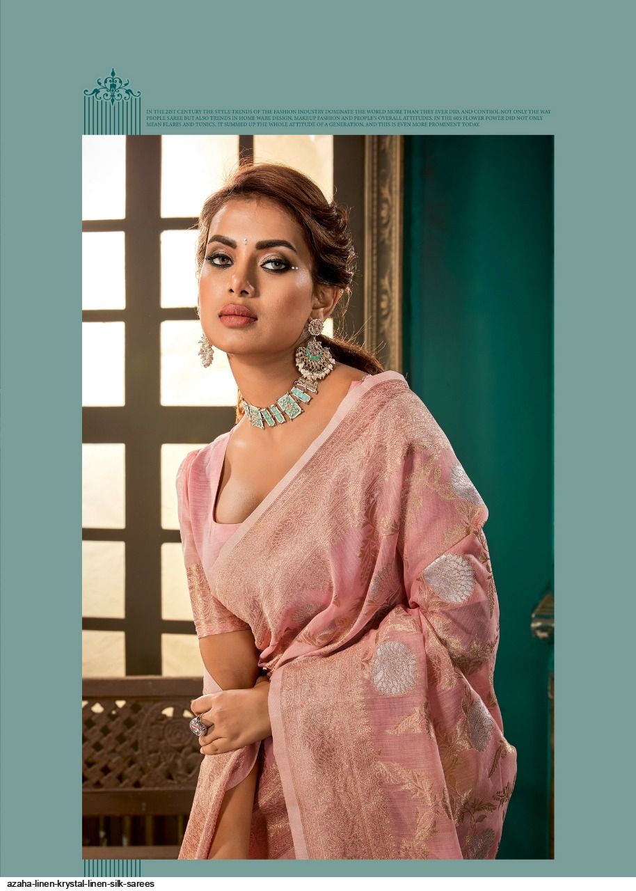 azaha linen Krystal Linen silk sarees